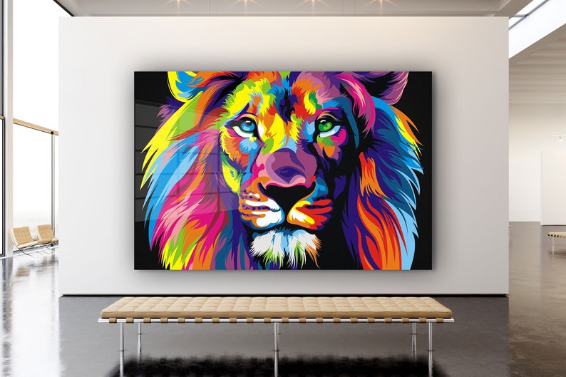 Abstract Lion Canvas Decor Glass Wall Art Canvas Wall Art - Etsy