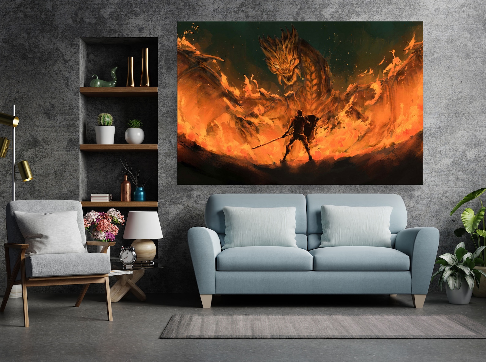 Dragon's Inferno Dark Knight Art-gift Wall Decor-wall Art-tempered ...