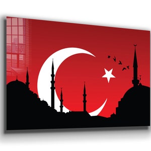 Istanbul, Turkish Flag, Canvas Decor, Glass Wall Art , Canvas Wall Art ...