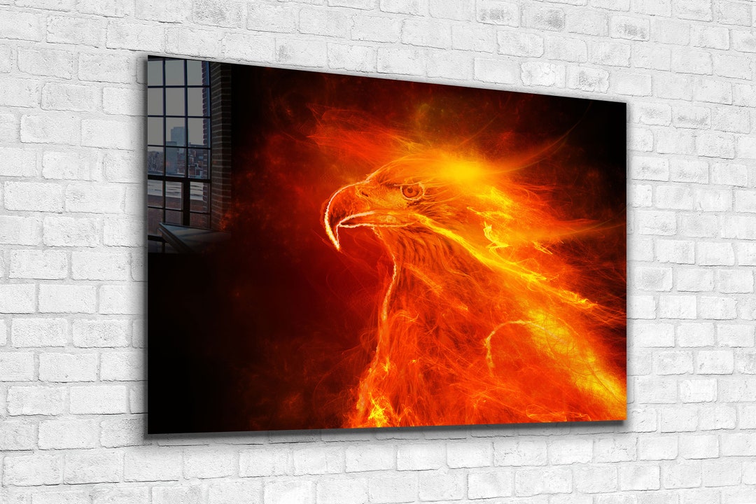 Fire Eagle Glass Wall Art: Modern Canvas Decor - Etsy