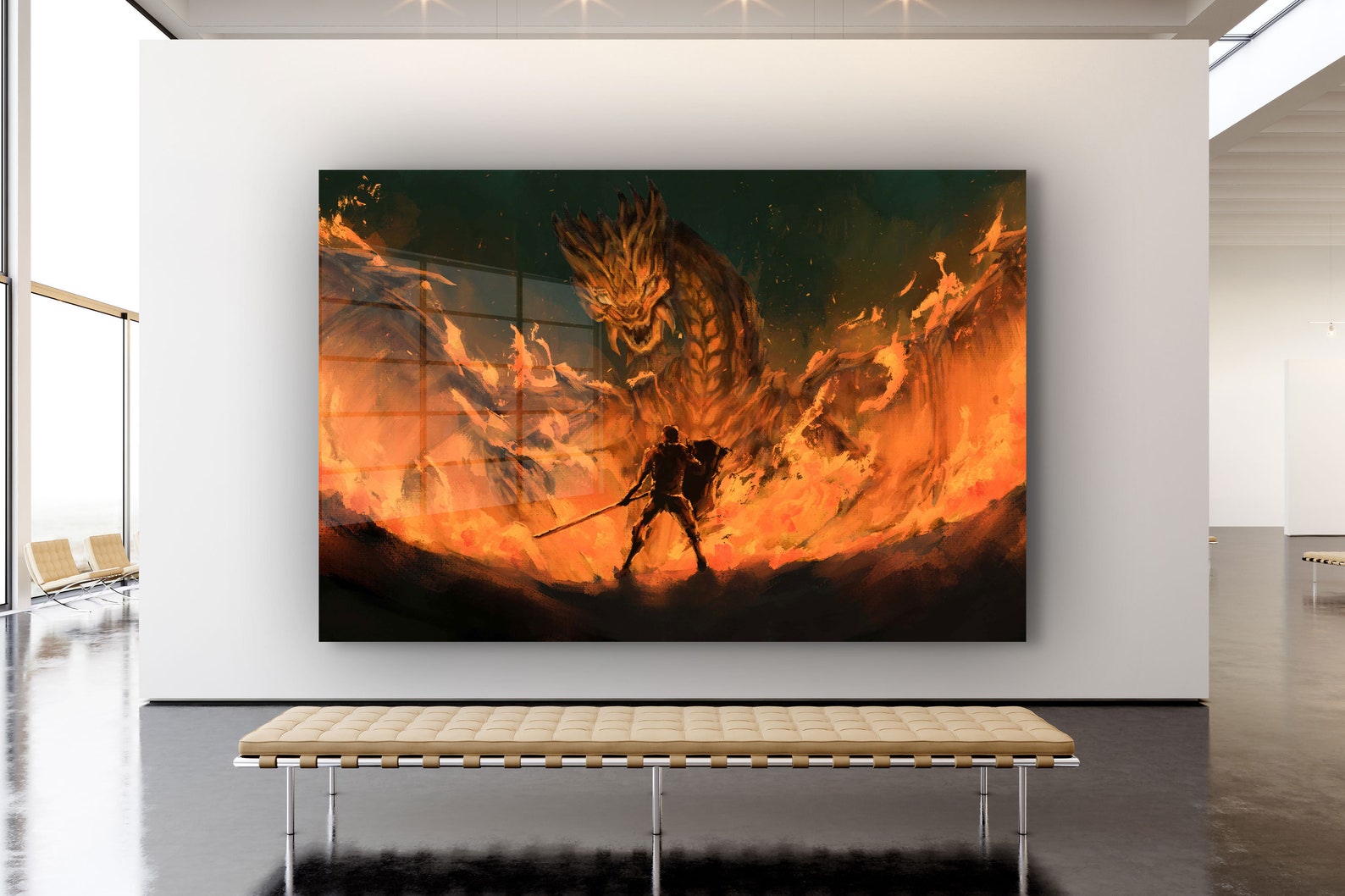 Dragon's Inferno Dark Knight Art-gift Wall Decor-wall Art-tempered ...