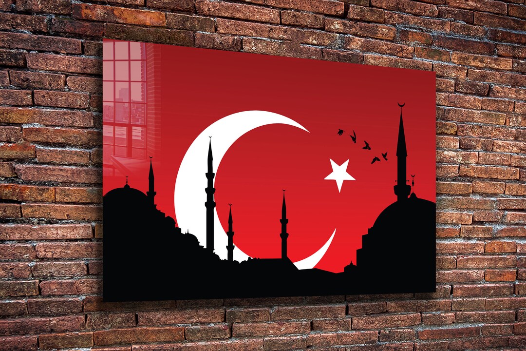Istanbul, Turkish Flag, Canvas Decor, Glass Wall Art , Canvas Wall Art ...
