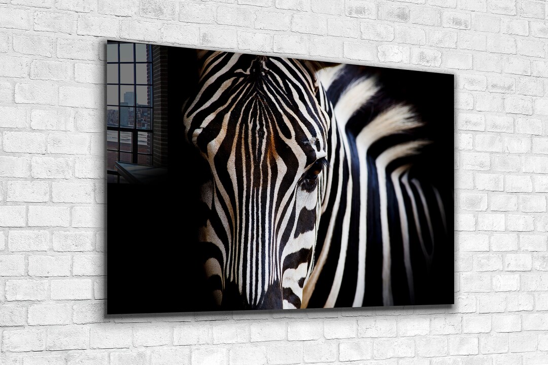 Zebra Glass Wall Art: Modern Animal Canvas Decor - Etsy
