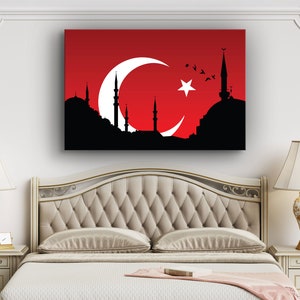 Istanbul, Turkish Flag, Canvas Decor, Glass Wall Art , Canvas Wall Art ...