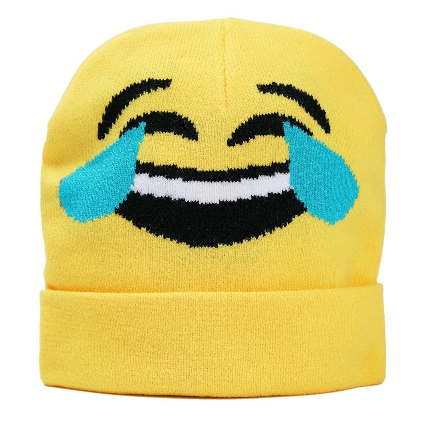 Emoji Beanie Hat Winter Gift Yellow Kids Knit Fabric One Size - Etsy