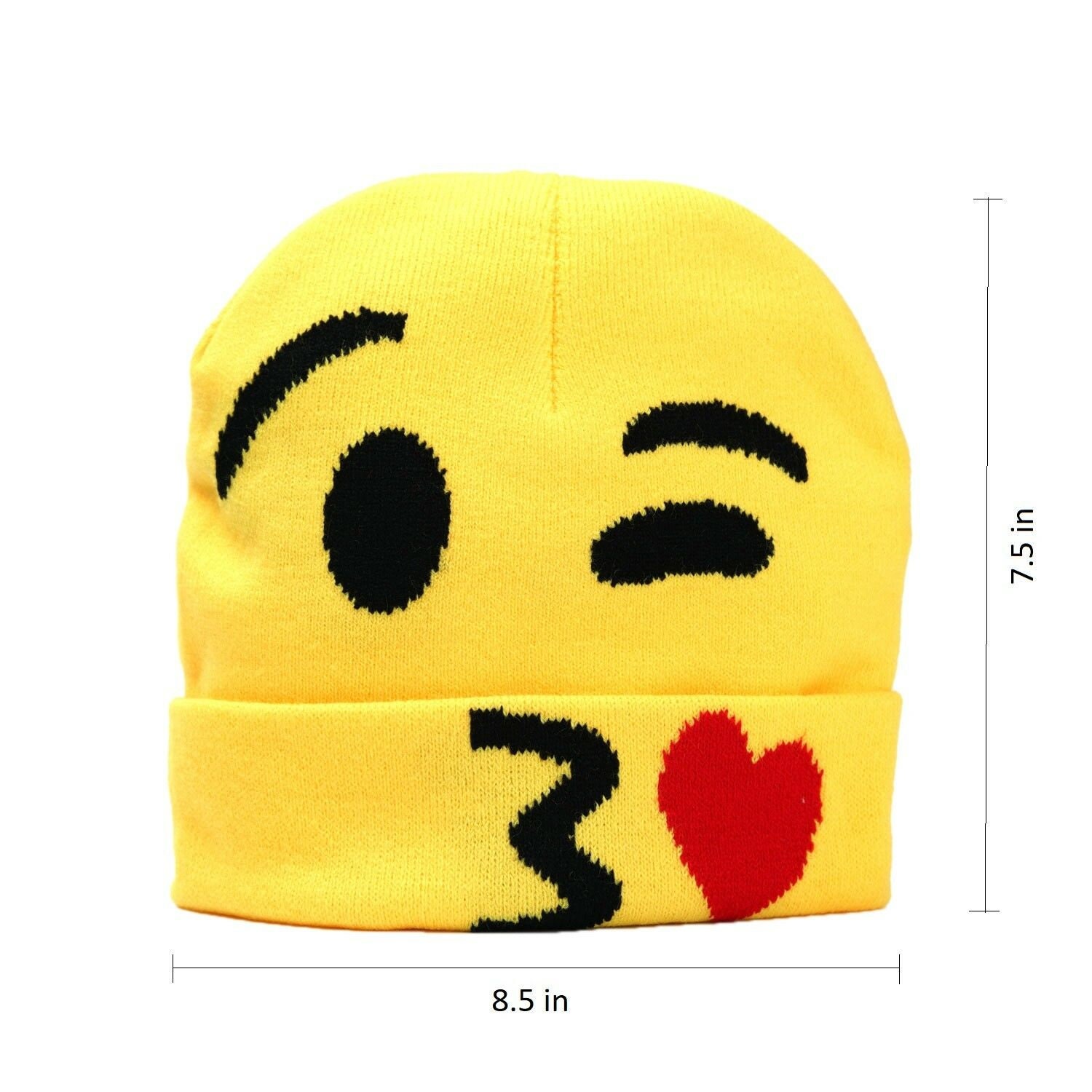 Emoji Beanie Hat Winter Gift Yellow Kids Knit Fabric One Size - Etsy