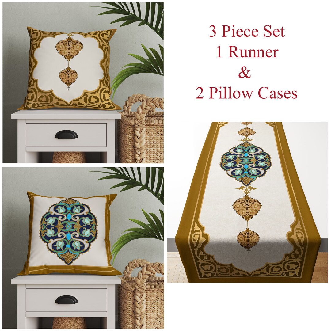Islamic Table Runner-3 Piece Set 1 Runner and 2 - Etsy