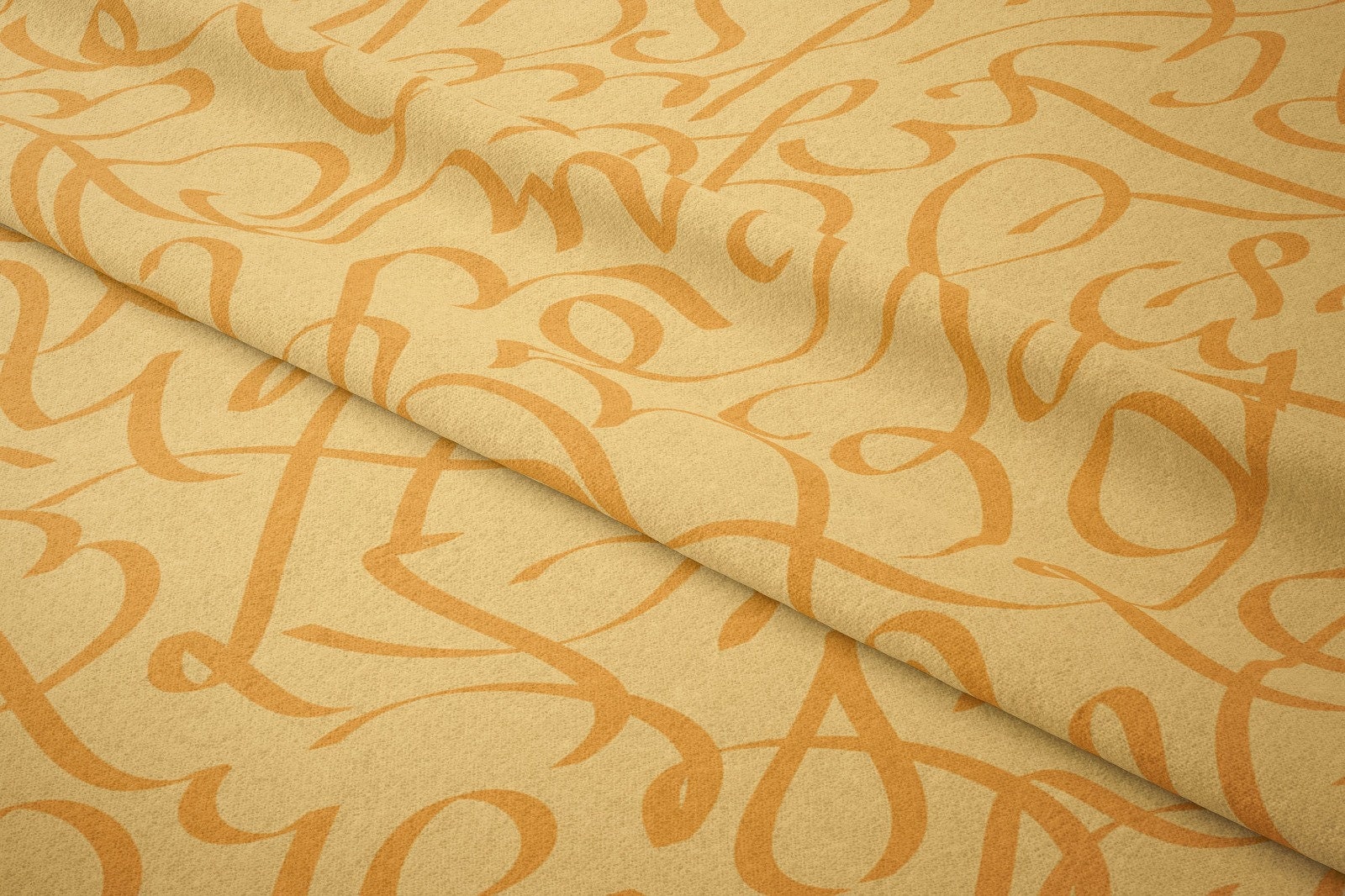 Ramadan Collection Mustard Calligraphy Arabic Letters Design Fabric ...