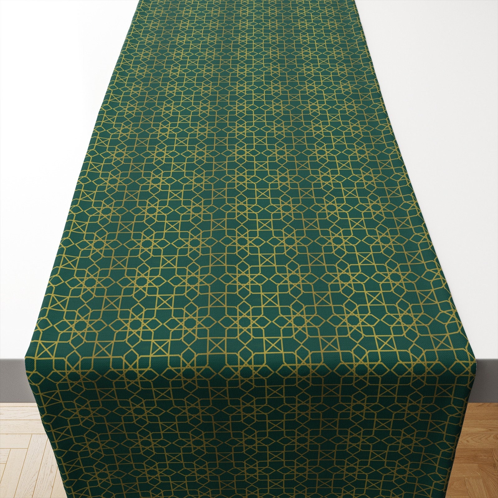 Arabic Table Runner-dark Green Backdrop Authentic Pattern Design Fabric ...