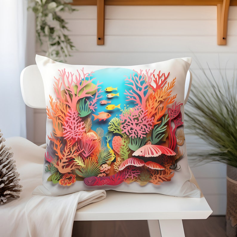 3D Sea Creatures Pattern Cushion Cover,poster Print Fabric, Home ...