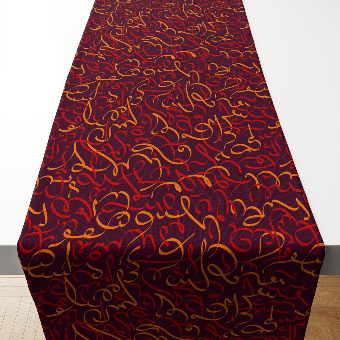 Arabic Table Runner arabic Calligraphy Letters With Yellow Red Tone ...