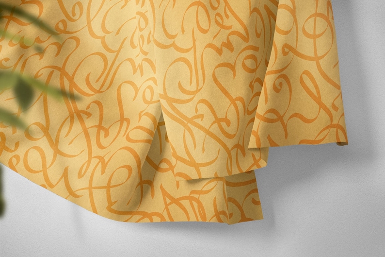 Ramadan Collection Mustard Calligraphy Arabic Letters Design Fabric ...