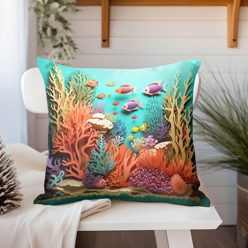 3D Sea Creatures Pattern Cushion Cover,poster Print Fabric, Home ...
