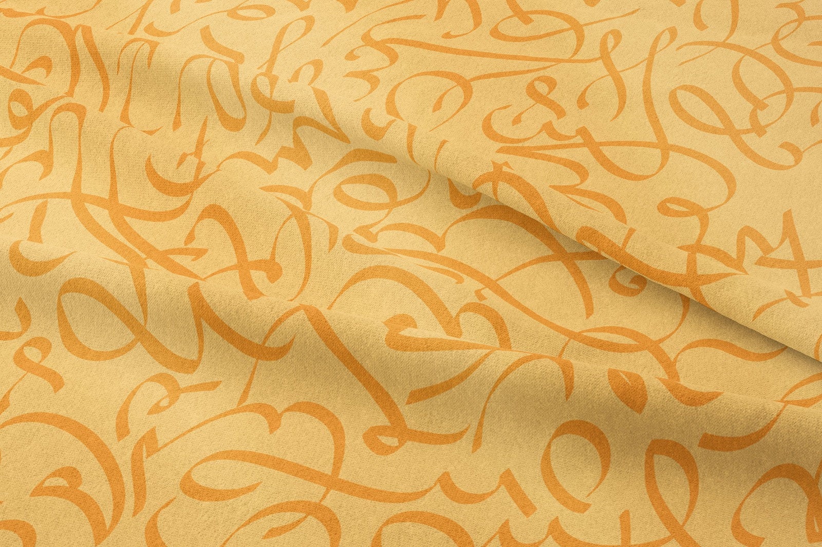 Ramadan Collection Mustard Calligraphy Arabic Letters Design Fabric ...
