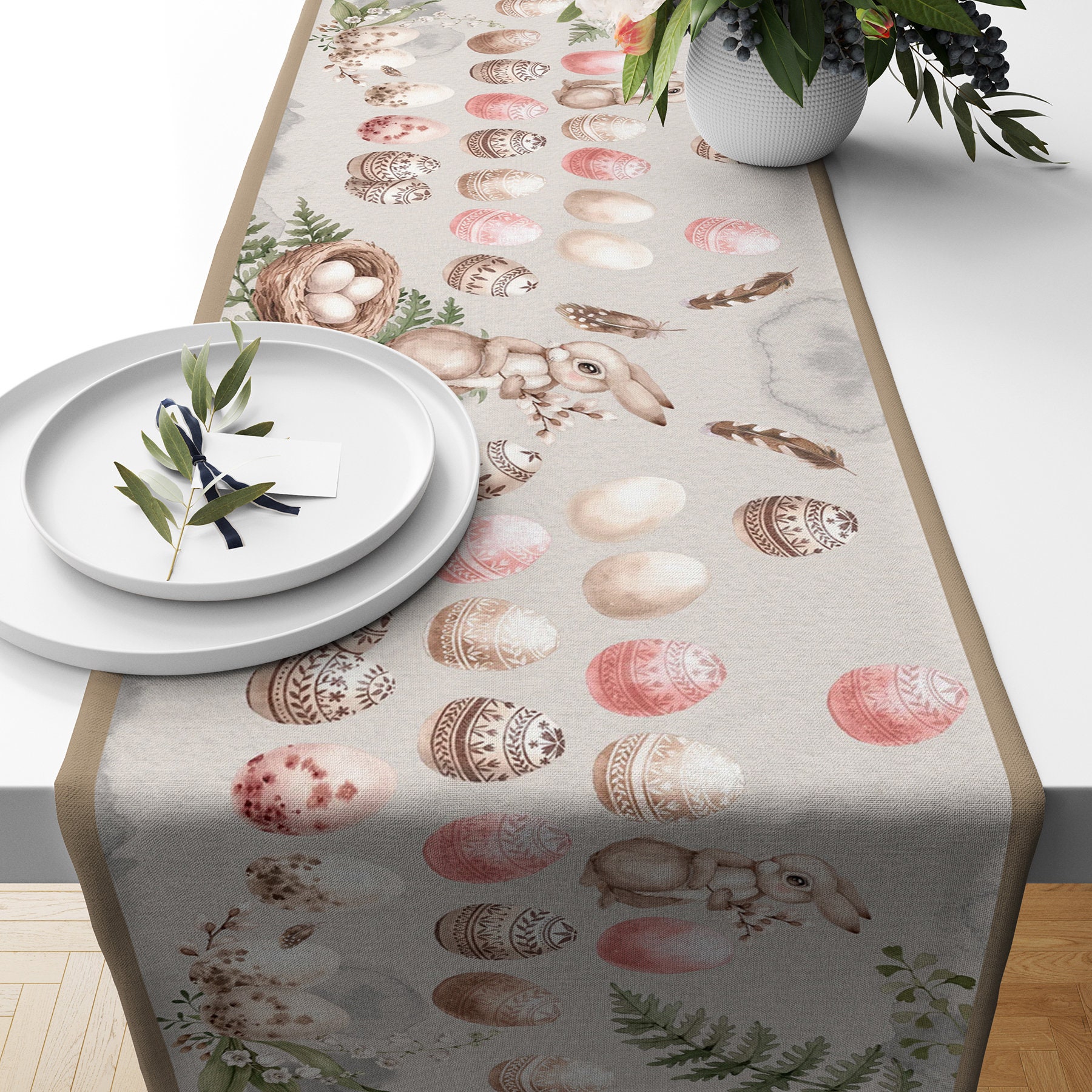 Easter Trend Table Runner Rabbit and Eggs High Quality Table Decor ...