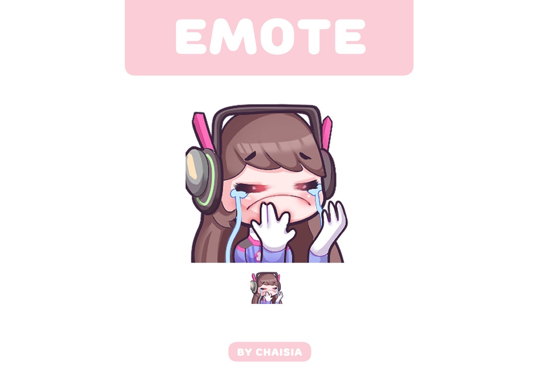 Cute DVA Overwatch Cry Sad Sticker Emote for Twitch Streamers, Discord ...