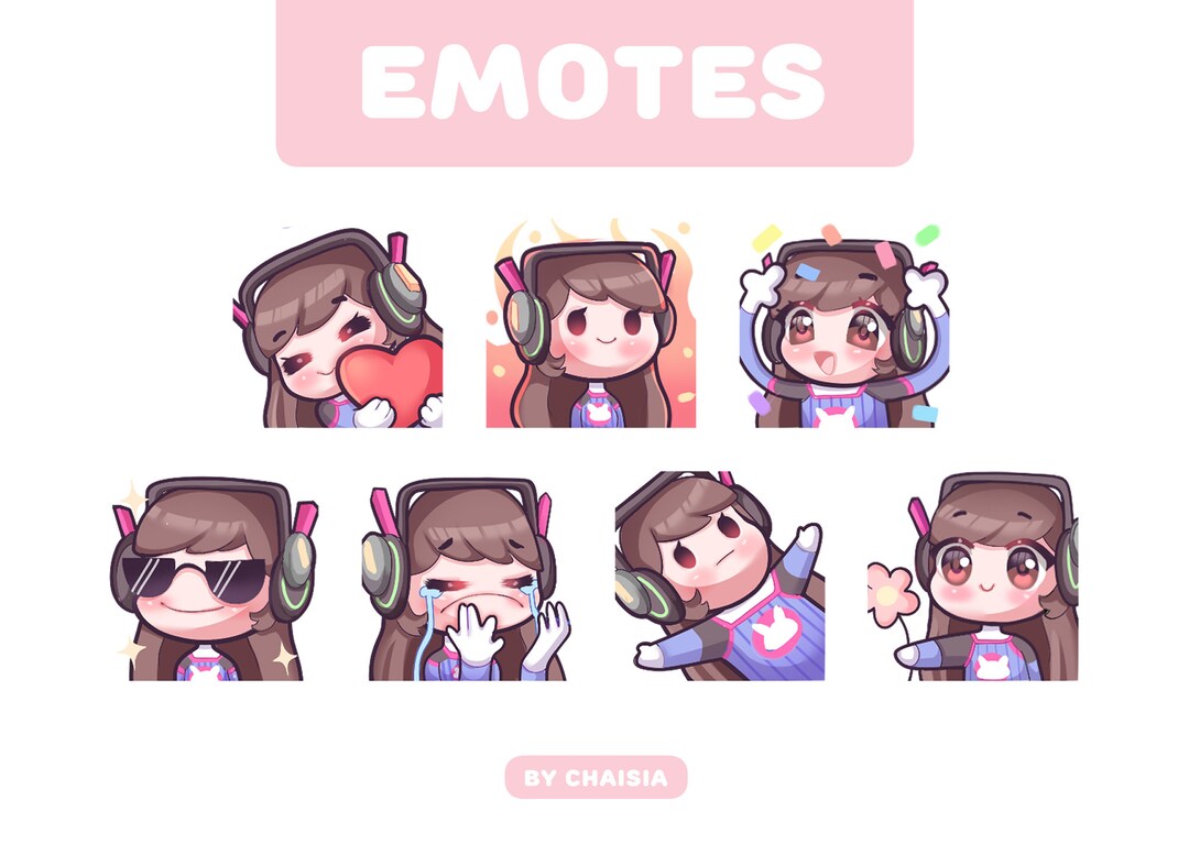 Cute DVA Overwatch Sticker Emotes Set Bundle for Twitch Streamers ...