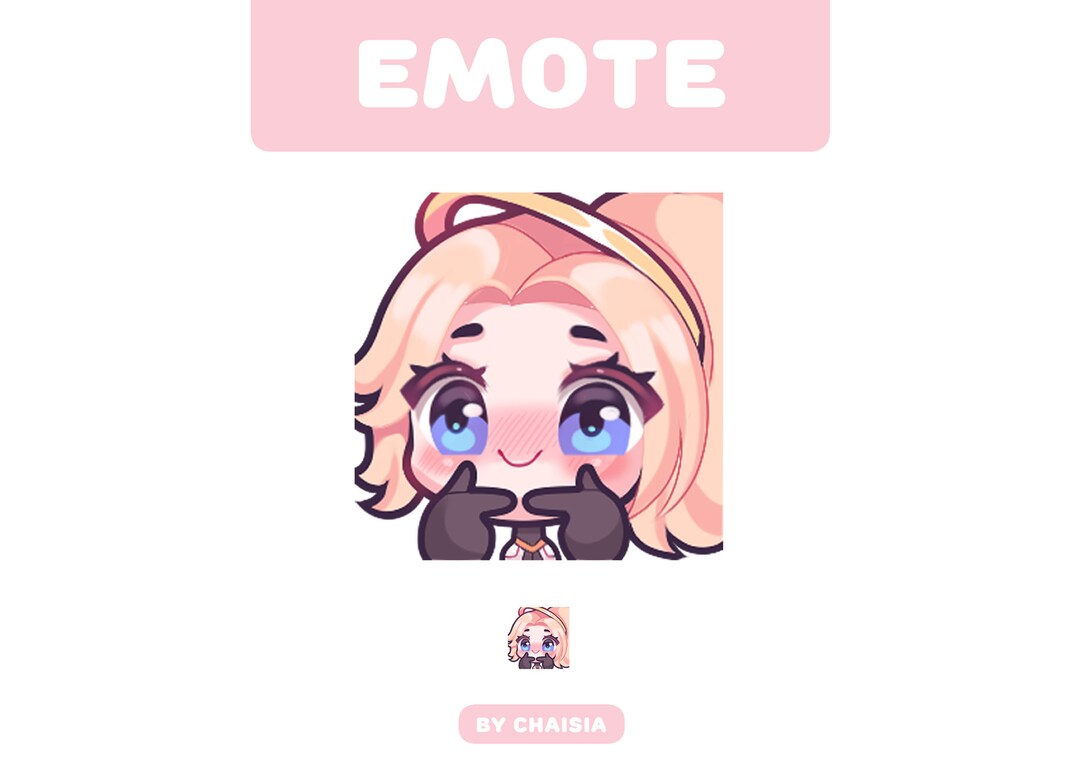 Cute Mercy Overwatch Shy Sticker Emote for Twitch Streamers, Discord ...