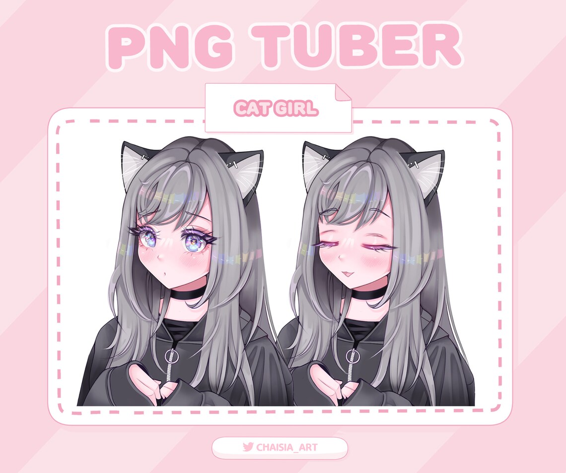 Cat Girl PNG Tuber/pngtuber Anime Avatar for Twitch Streamers, Discord ...