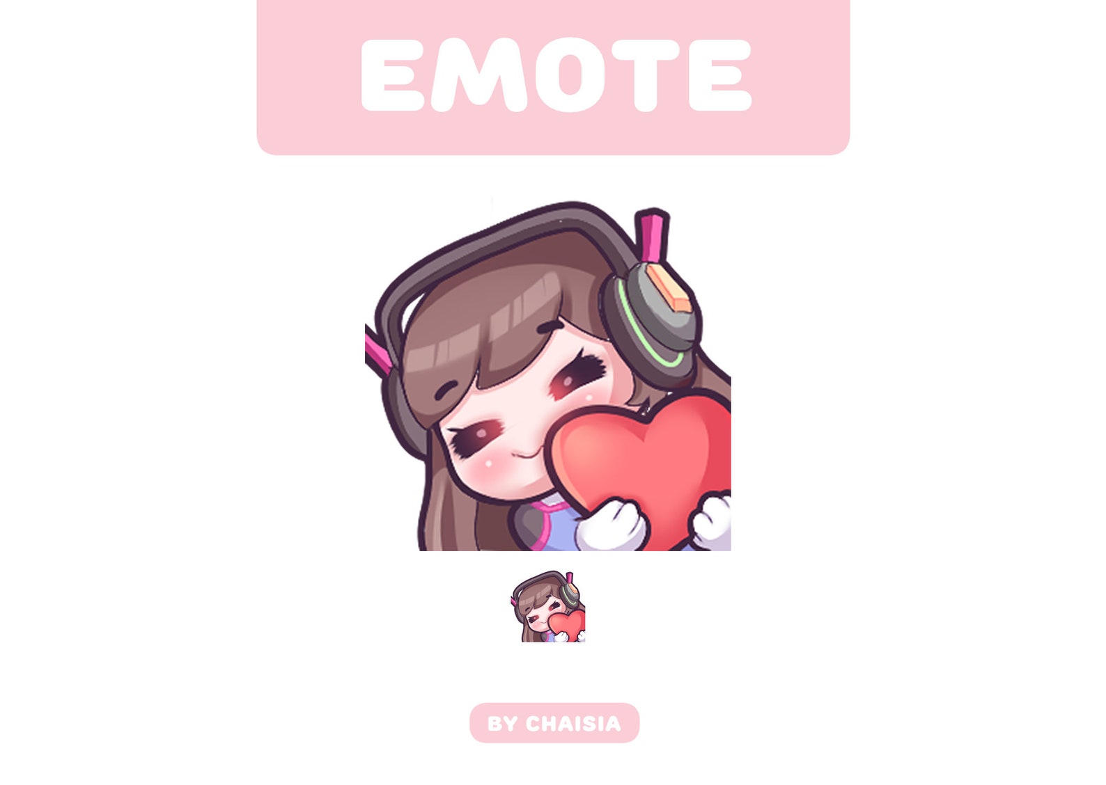 Cute DVA Overwatch Love Sticker Emote for Twitch Streamers, Discord ...