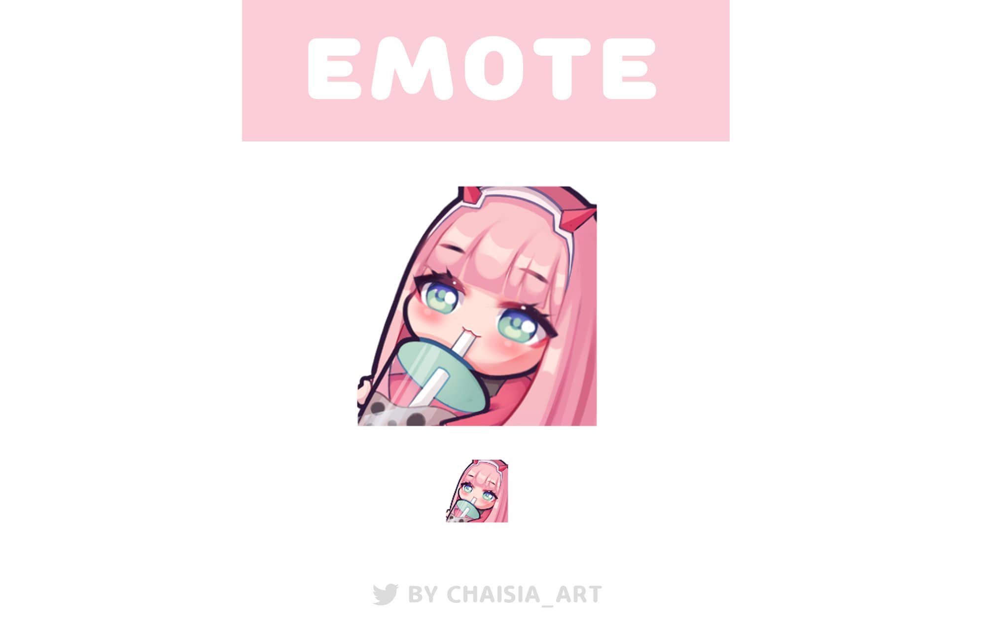 Zero Two Cute Anime Sip Boba Emote for Twitch Streamers, Discord ...
