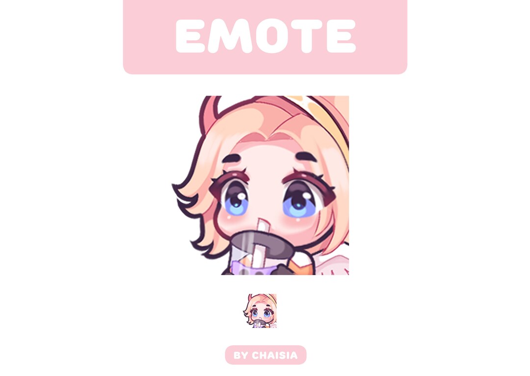 Cute Mercy Overwatch Boba Sip Sticker Emote for Twitch Streamers ...