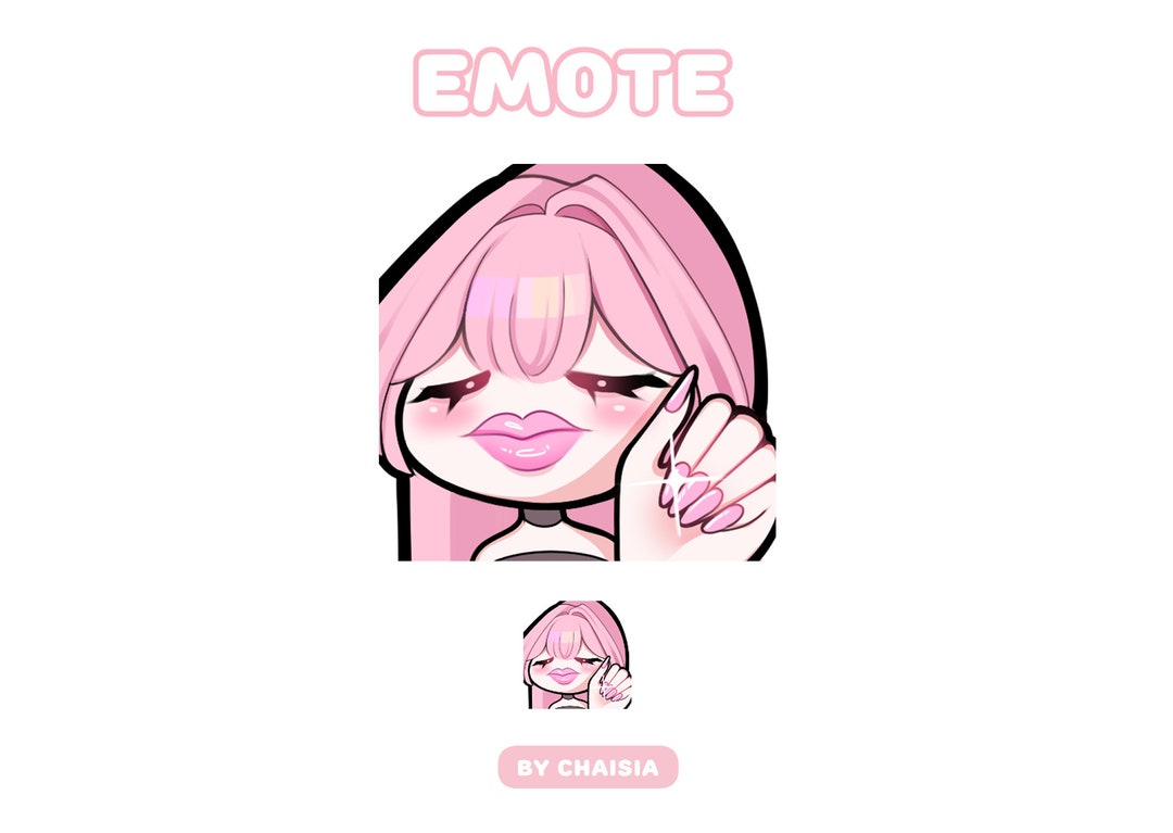 Anime Chibi Girl Pink Hair Slay Cool Pretty Cute Emote Icon for Twitch ...