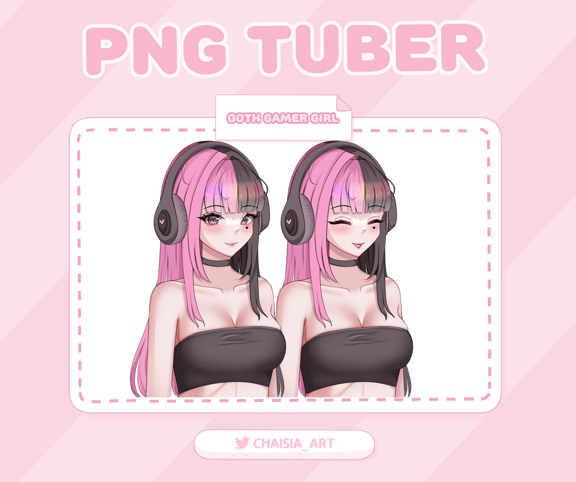 Gamer Goth Girl Png Tuberpngtuber Avatar For Twitch Streamers Discord 3693
