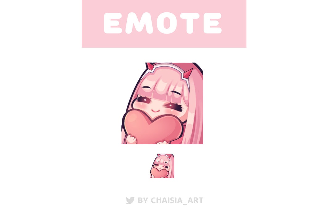 Zero Two Cute Love Emote Sticker for Twitch Streamers, Discord, Youtube ...
