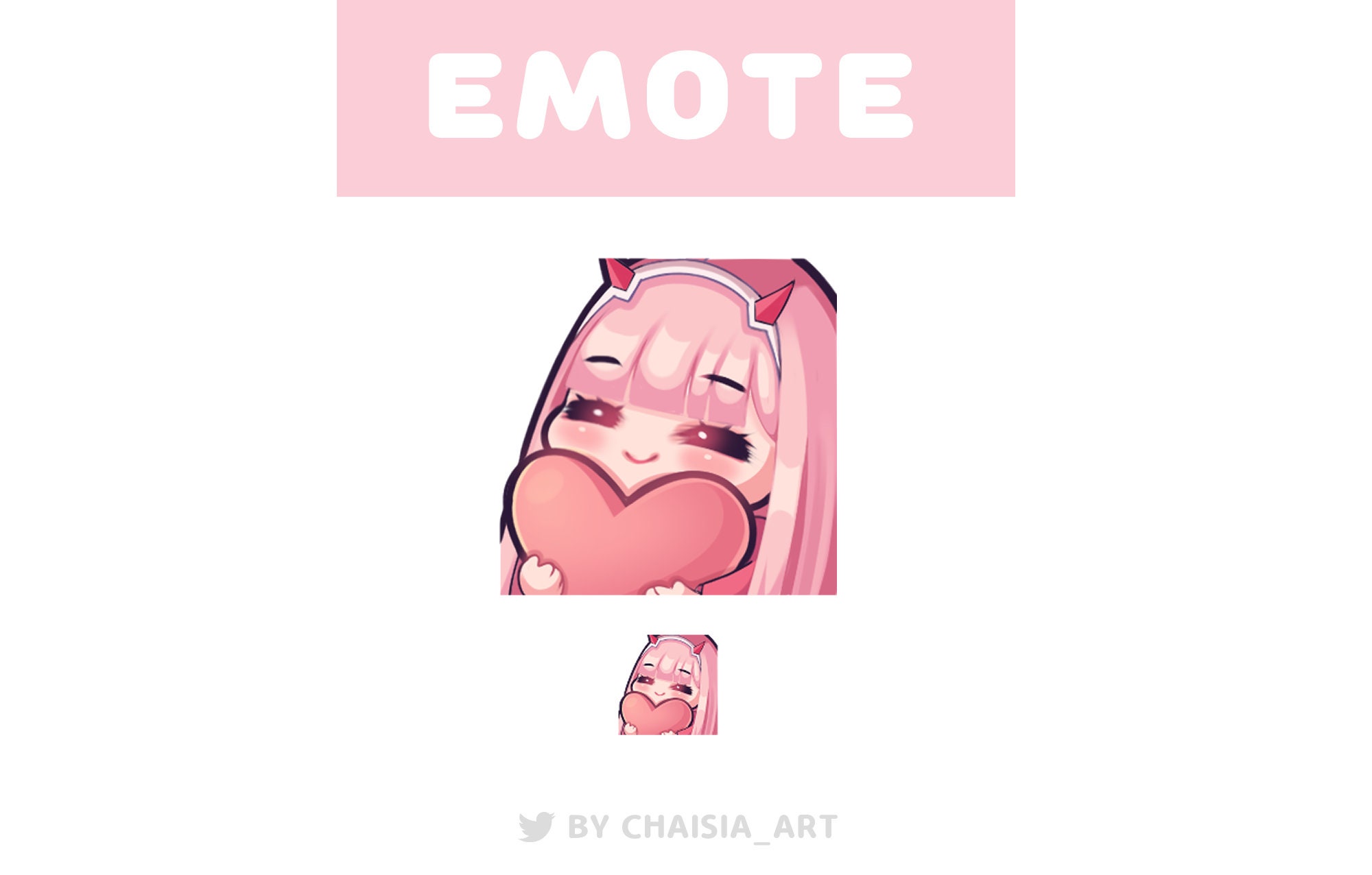Zero Two Cute Love Emote Sticker for Twitch Streamers, Discord, Youtube ...