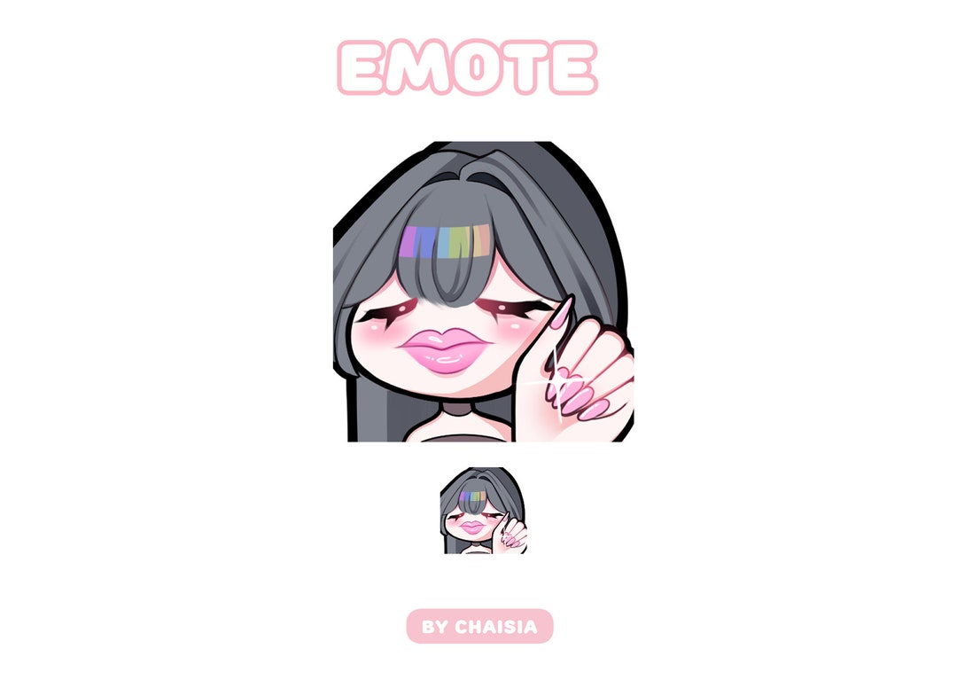 Anime Chibi Girl Black Hair Slay Cool Pretty Cute Emote Icon for Twitch ...
