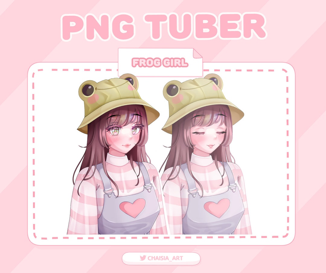 Frog Girl Anime PNG Tuber/pngtuber Brown Hair Avatar for Twitch ...