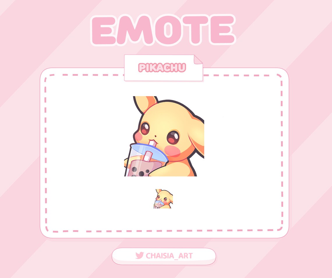 Pikachu Boba Sip Emote for Twitch Streamers/ Discord, Youtube/ Bubble ...