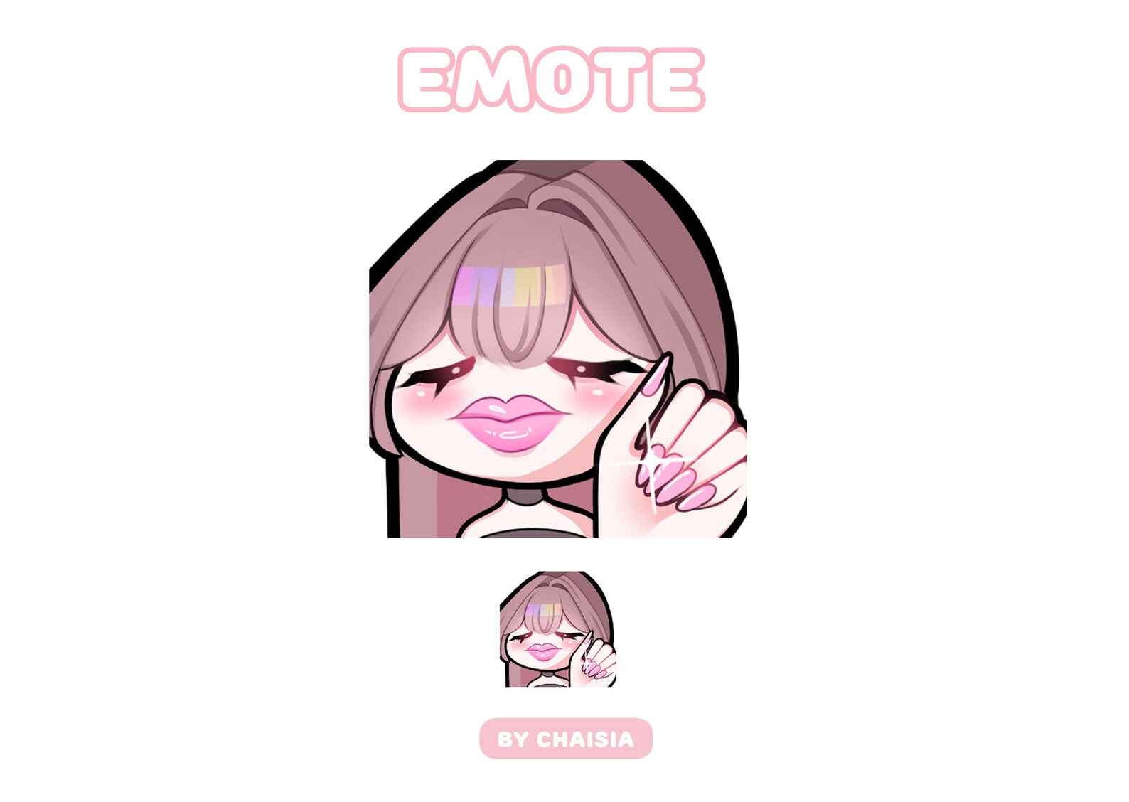 Anime Chibi Girl Brown Hair Slay Cool Pretty Cute Emote Icon for Twitch ...