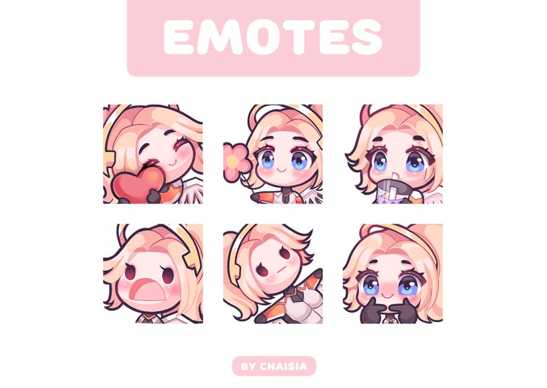 Cute Mercy Overwatch Sticker Emotes Set Bundle for Twitch Streamers ...