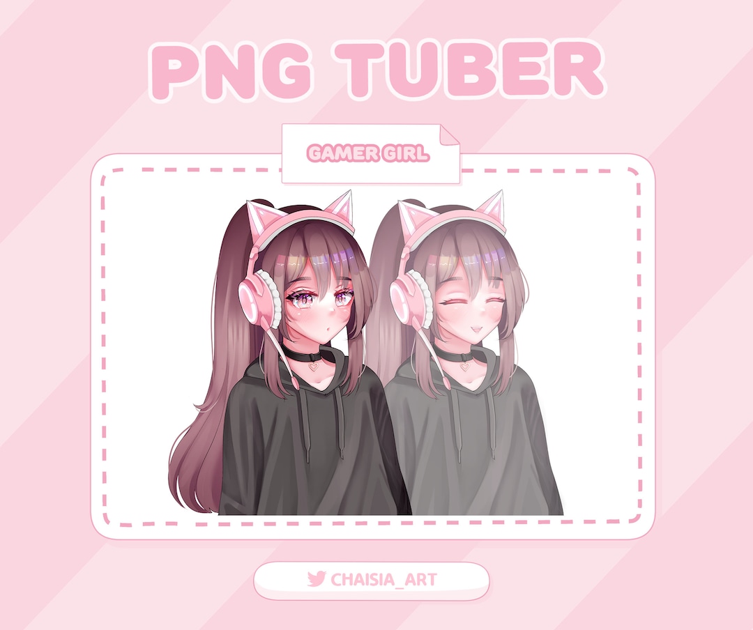 Gamer Girl PNG Tuber/PNGtuber Avatar for Twitch streamers, Discord, Youtube, TikTok/ Cute ...
