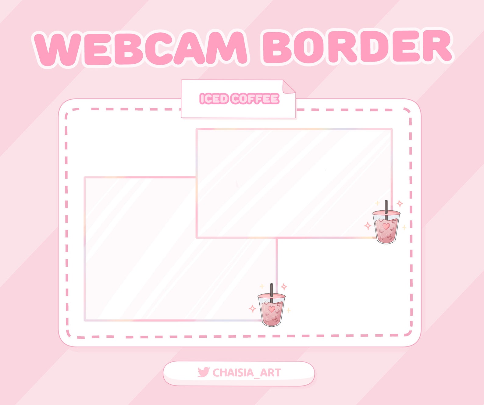 Kawaii Iced Coffee Webcam Border Overlay 16x9 & 4x3 - Twitch, Youtube ...