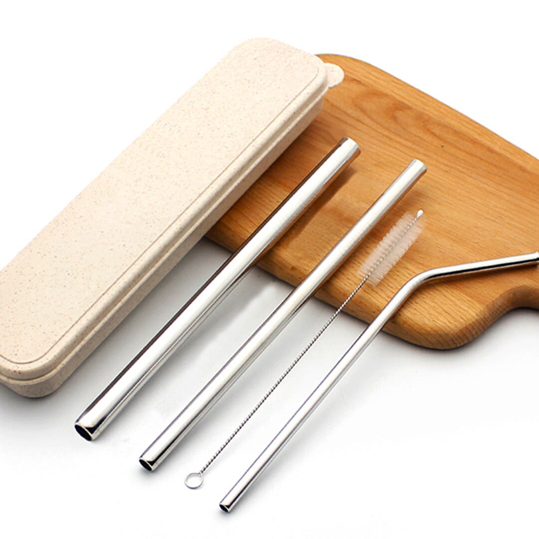 Metal Stainless Steel Drinking Straws Reusable Set With Hard Case - 4 ...