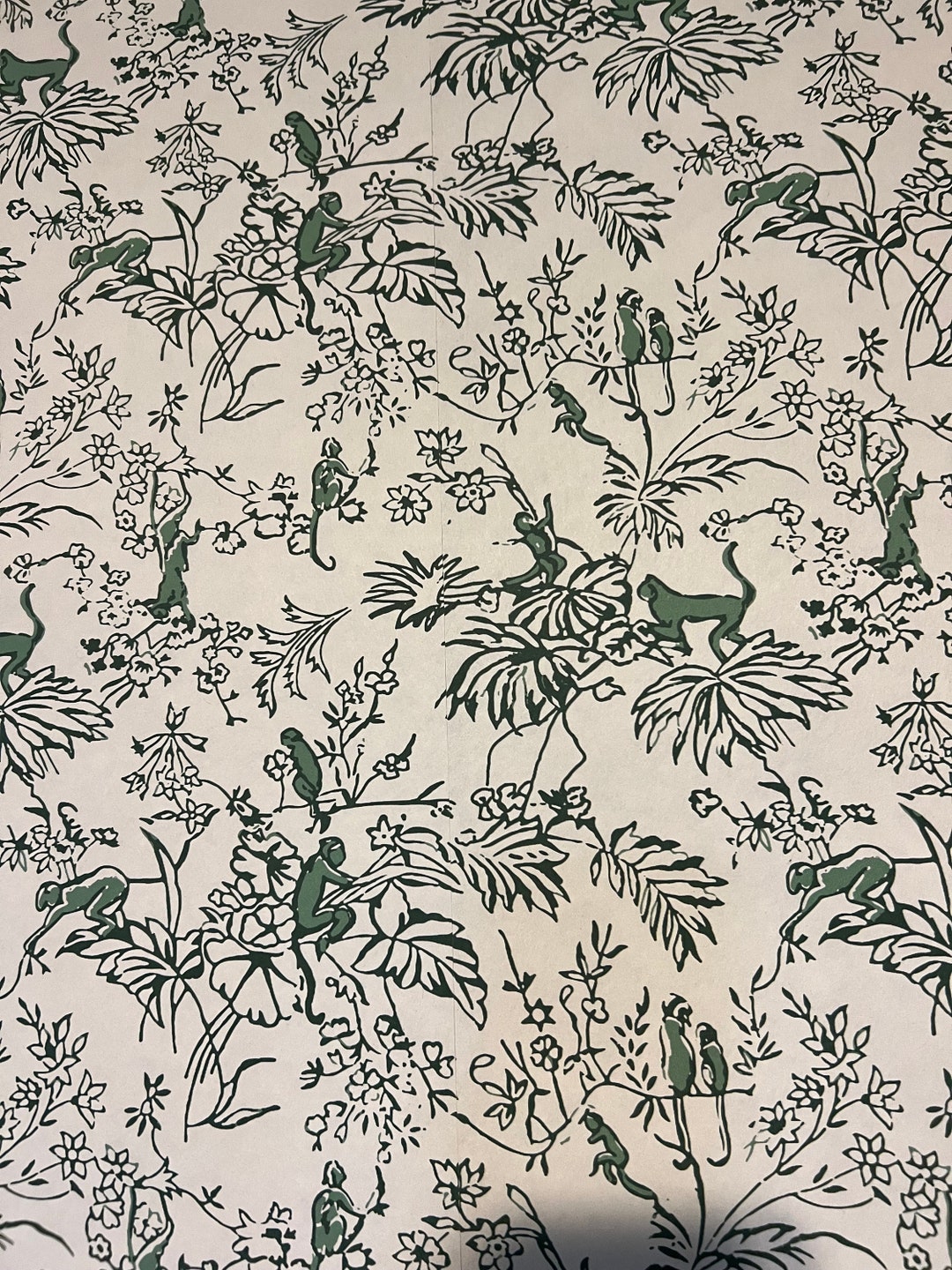 Monkey Wallpaper ~ Green Charlie Toil ~ Roller Rabbit ~ - Etsy