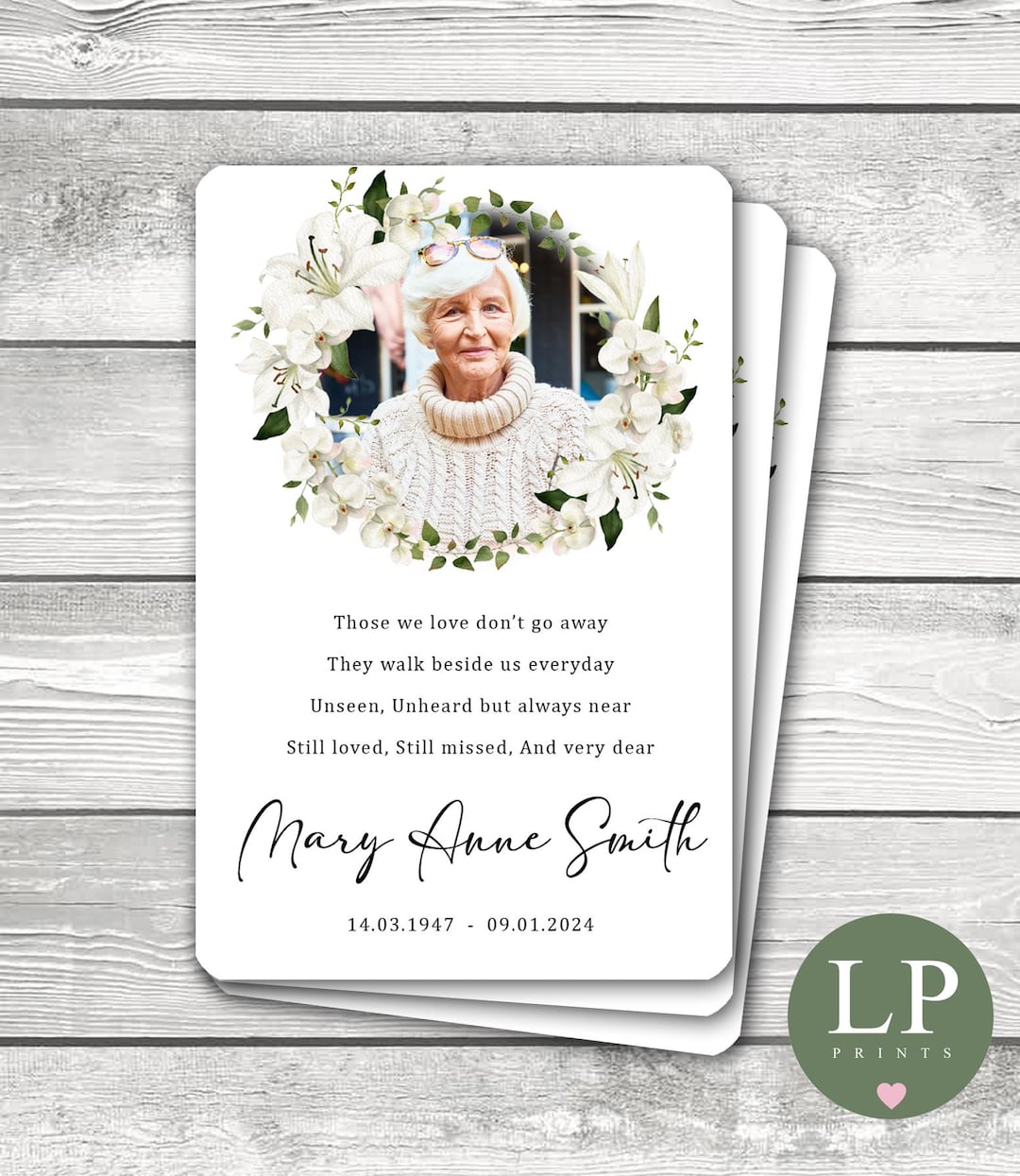 Personalised Funeral Cards, Wallet Card, Funeral Favour, Memory Card ...
