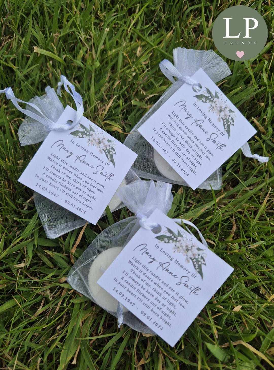 Personalised Funeral Candles, Funeral Favours, Keepsake, Memorial ...
