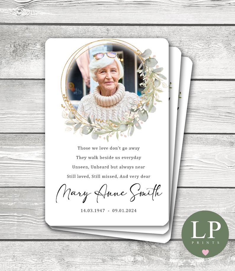 Personalised Funeral Cards, Wallet Card, Funeral Favour, Memory Card ...