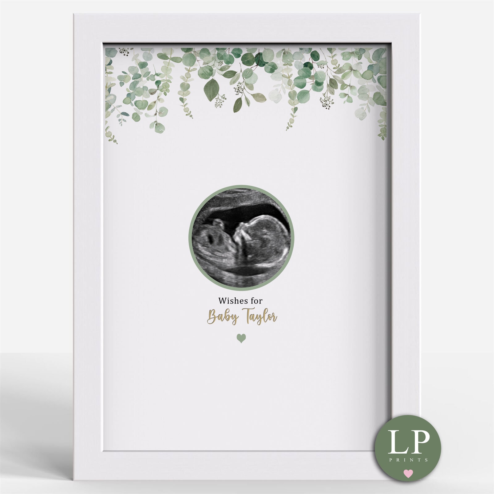 Personalised Baby Shower Scan Photo Guestbook Print Sage Green ...