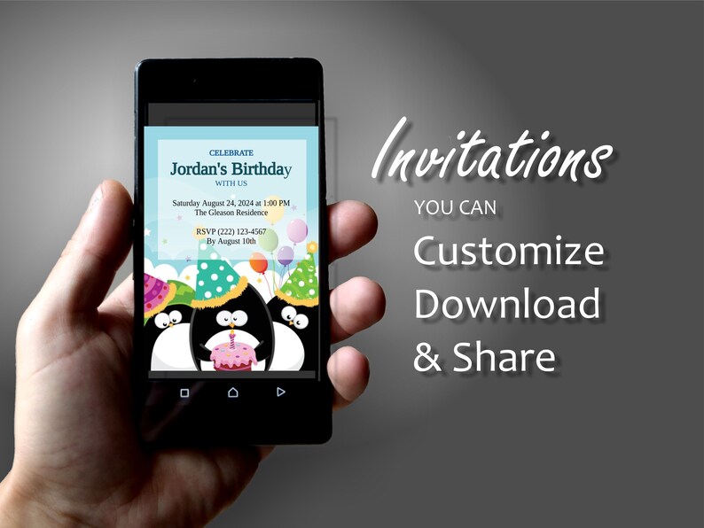 Penguin Birthday Party Invitation, Editable Template, Printable ...