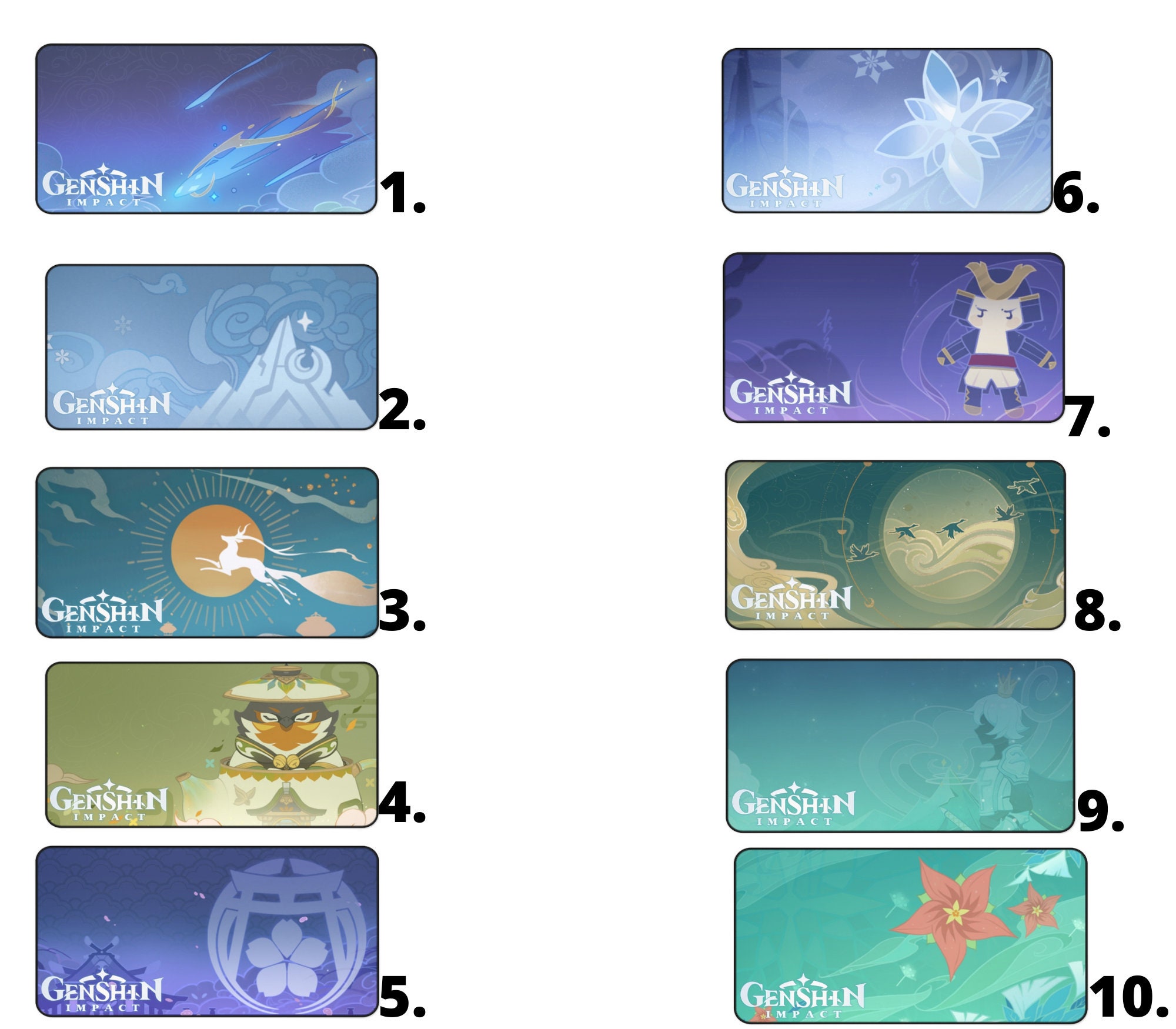 Genshin Impact Battle Pass Name Card Desk Mats 10 | Etsy Ireland
