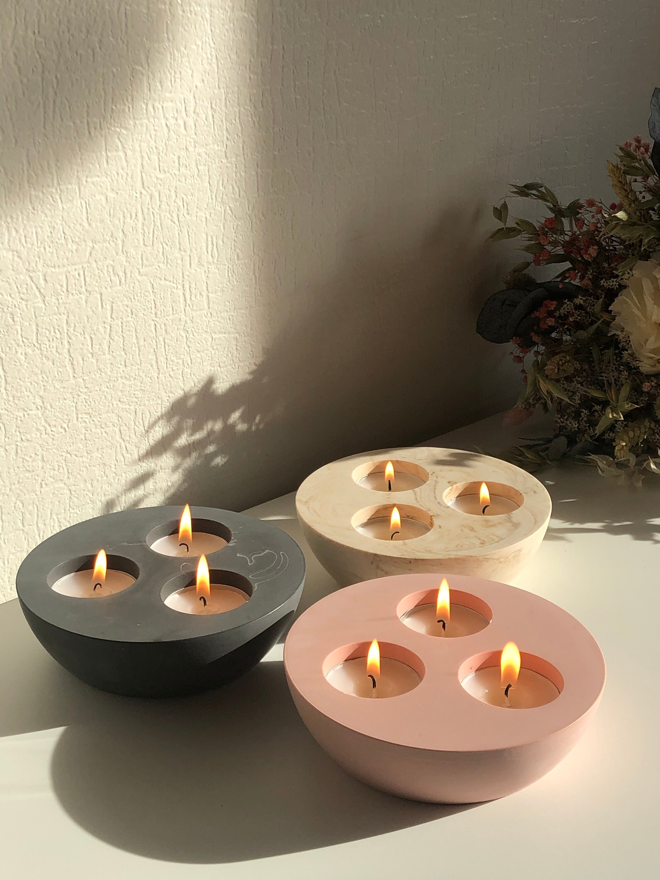 Powder Pink Round Candlestick for Candle Decoration - Etsy