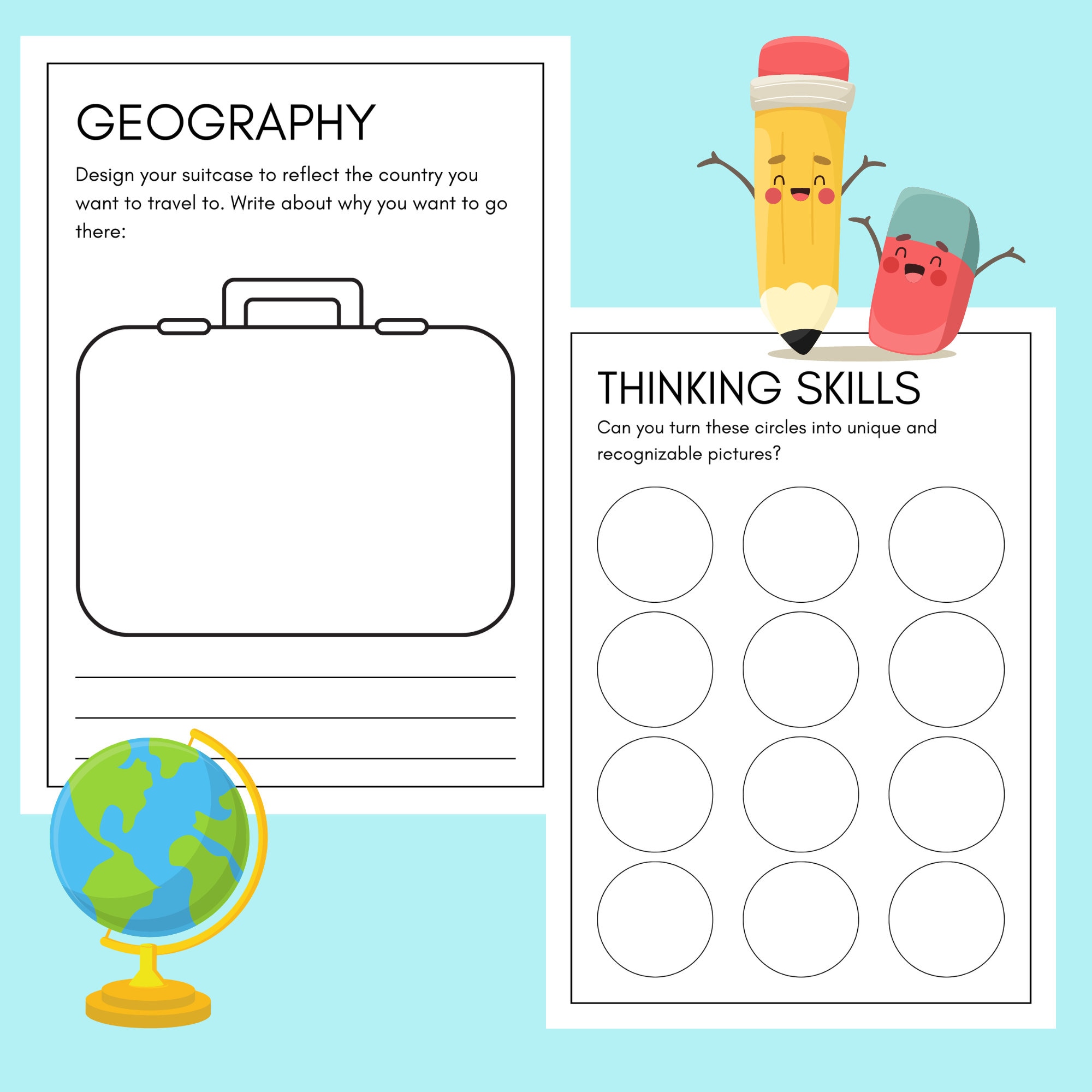Grade 2, 3 Fun Educational Printable Worksheets, Gift for Kids Age 6 7 ...