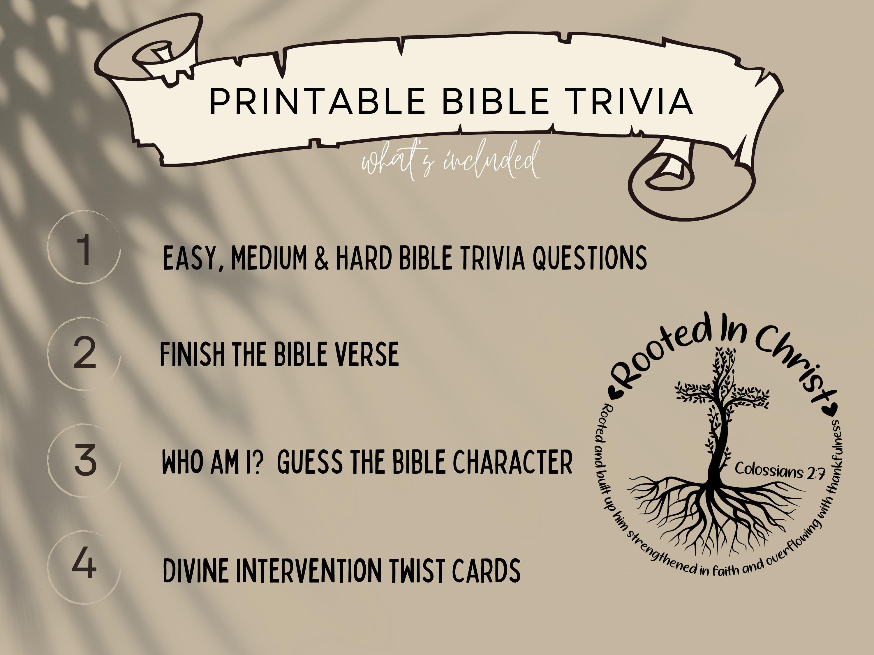 Bible Trivia Game Printable, Christian Card Game for Adults & Families ...