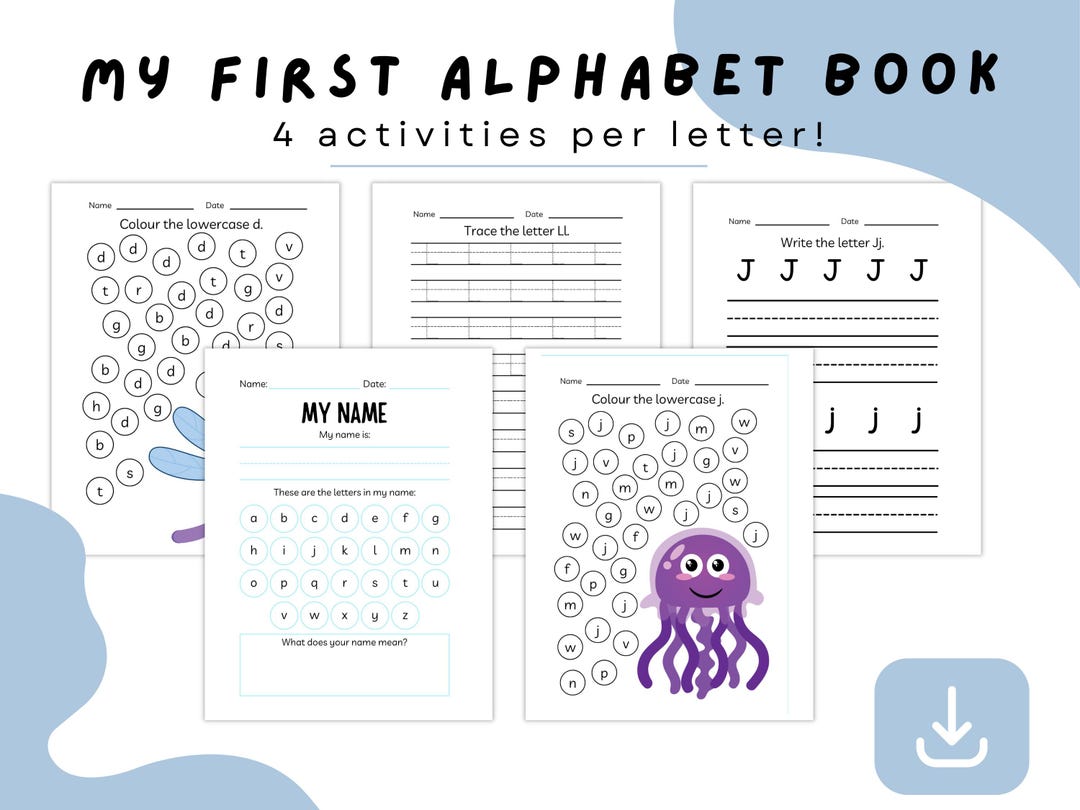 Preschool & Kindergarten Alphabet Workbook Activity. Fun Educational ...