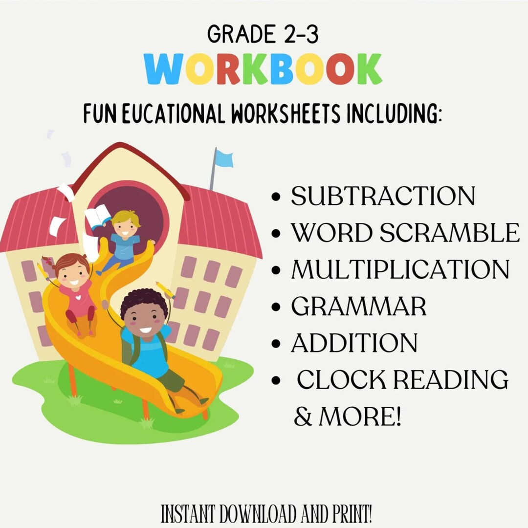 Grade 2, 3 Educational Workbook for Kids Aged 7, 8 Activities for Kids ...